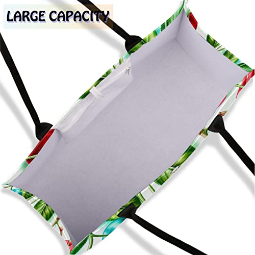 cfpolar Cherry Reusable Grocery Shopping Bag with Hard Bottom, QQQBQQ Large Foldable Multipurpose Heavy Duty Tote with Zipper Pockets, Sustainable, Durable and Eco Friendly, Beach Bag
