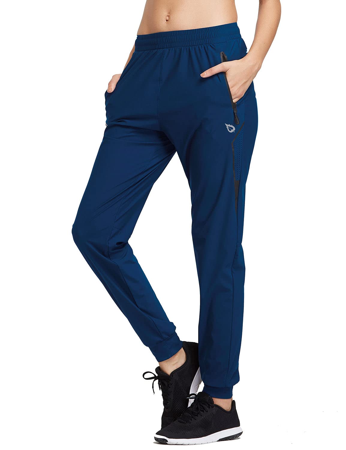 BALEAF Women's Hiking Pants Joggers for Women Workout Athletic Golf Lightweight Outdoor Gym Fitness Tapered Quick Dry Zipper Pockets Navy XL