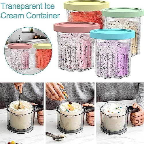 Creami Pints, for Ninja Creami Ice Cream Maker,24 OZ Icecream Container Reusable,Leaf-Proof Compatible NC500,NC501 Series Ice Cream Maker