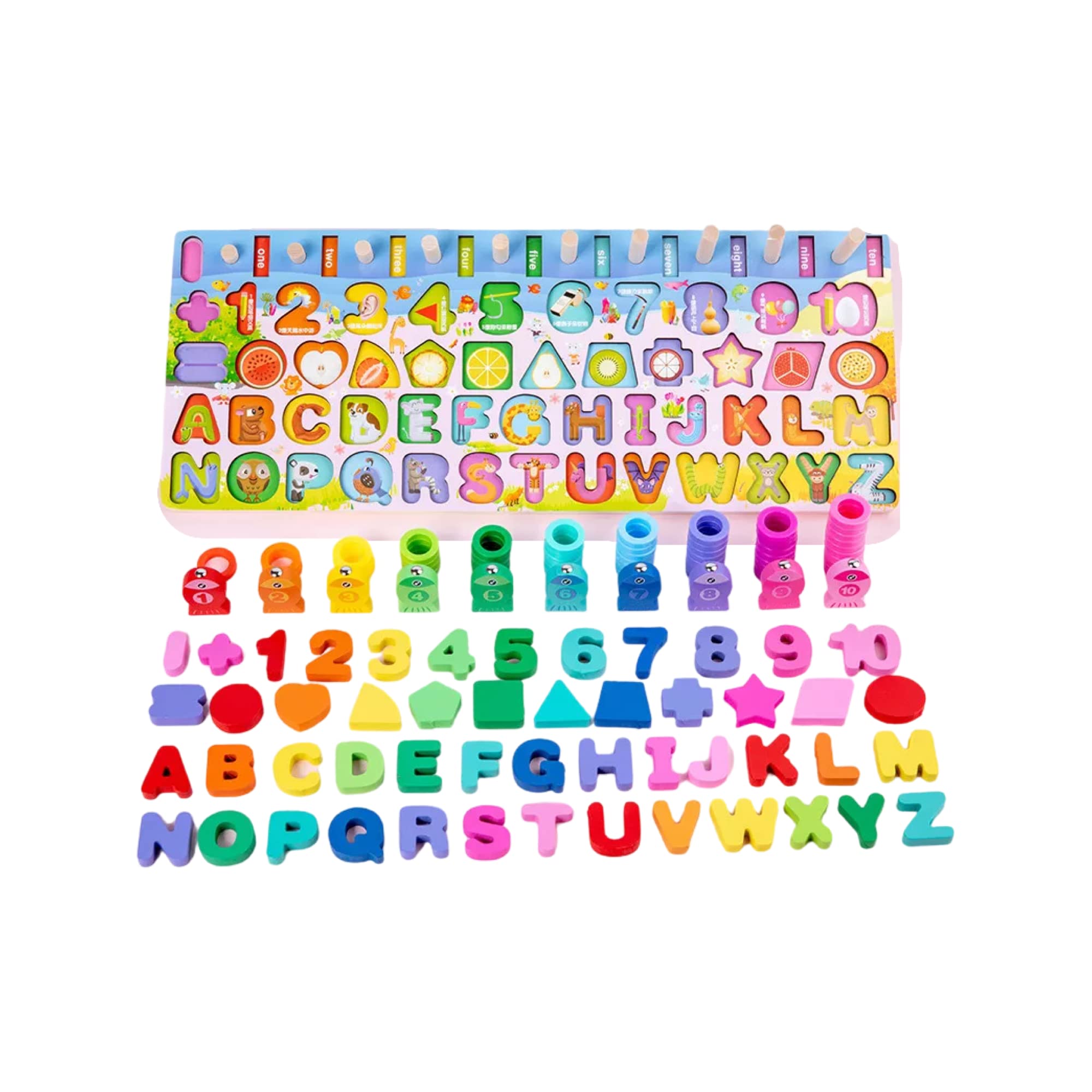 Baby Toddler Educational Montessori Wooden Alphabet and Shape Blocks and Busy Board Christmas Birthday Gift Ideas
