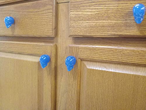 Blue Skull Cabinet Knobs/Drawer Knobs (Black Light Activated) (Set of 2)