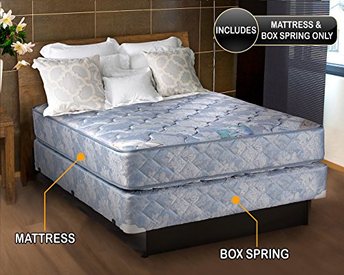 Dream Solutions USA Chiro Premier Orthopedic Gentle Firm (Blue Color) Full Size (54"x75"x9") Mattress and Box Spring Set - Fully Assembled, Long Lasting and 2 Sided