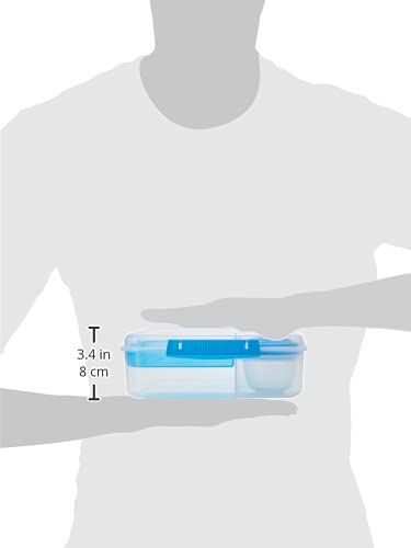 Sistema To Go Collection Bento Lunch Box, Large, Clear/Blue Klips