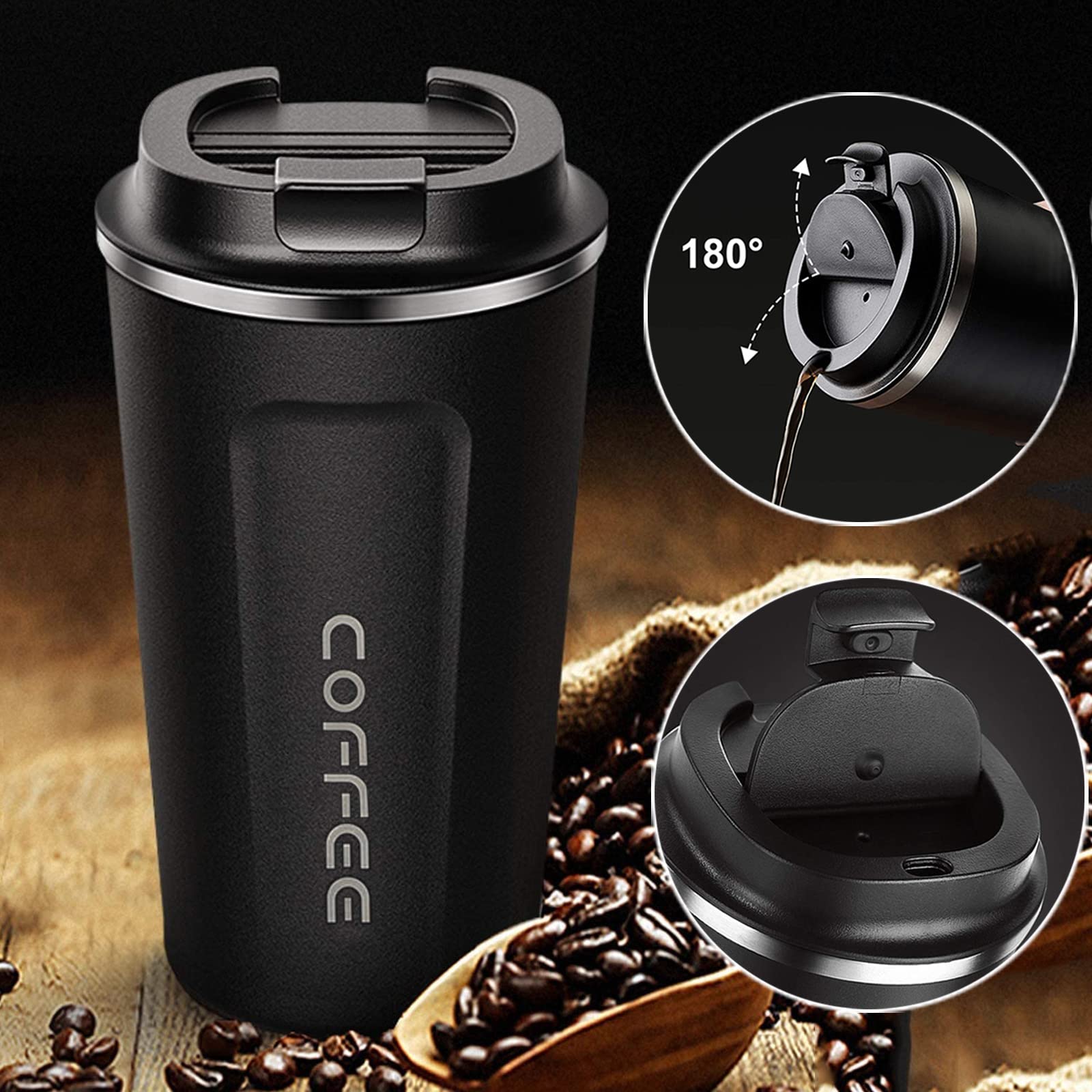 CCFENGUP 13oz Travel Mug, 380ml Insulated Coffee Mug Spill, Stainless Steel Vacuum Tumbler, Small Water Bottle with Lid, Double Wall Leak-Proof Thermos for Keep Hot/Ice Coffee,Tea, Pink