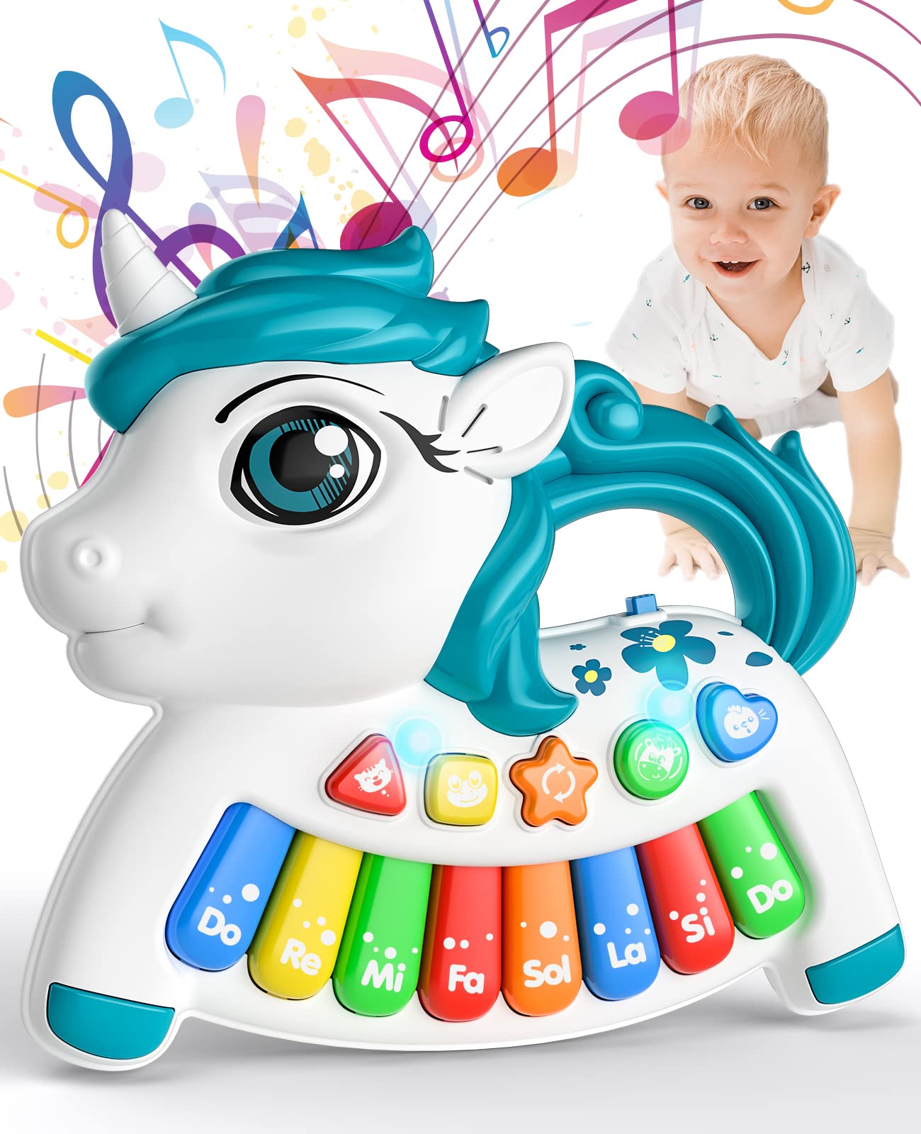 Baby Toy, Unicorn Toy with Music and Flashing Lights Aminal Language for 6-12months