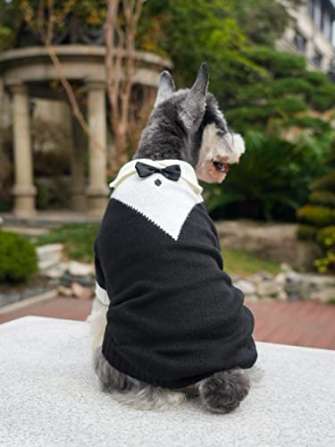 Dog Tuxedo Bow Tie Wedding Party Suit, Dog Wedding Clothes Sweater for Dogs X-Large (XL) Size 20" Back Length