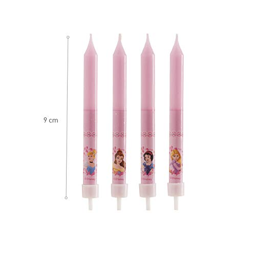 Dekora - 346175 Princesses Set of 8 Pink Wax Stick Candles 8 x 8 x 12 cm