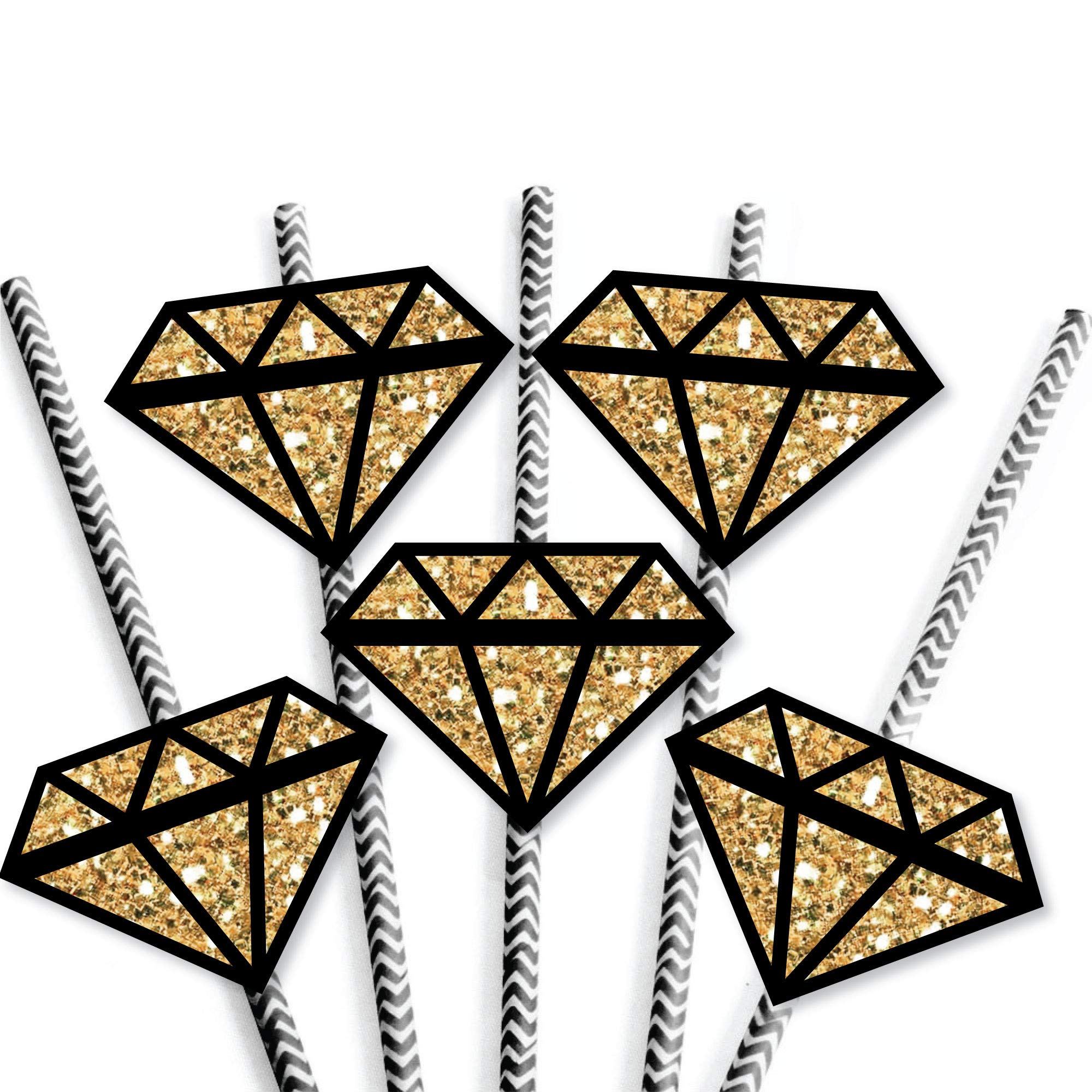 Big Dot of Happiness Girls Night Out Paper Straw Decor - Bachelorette Party Striped Decorative Straws - Set of 24