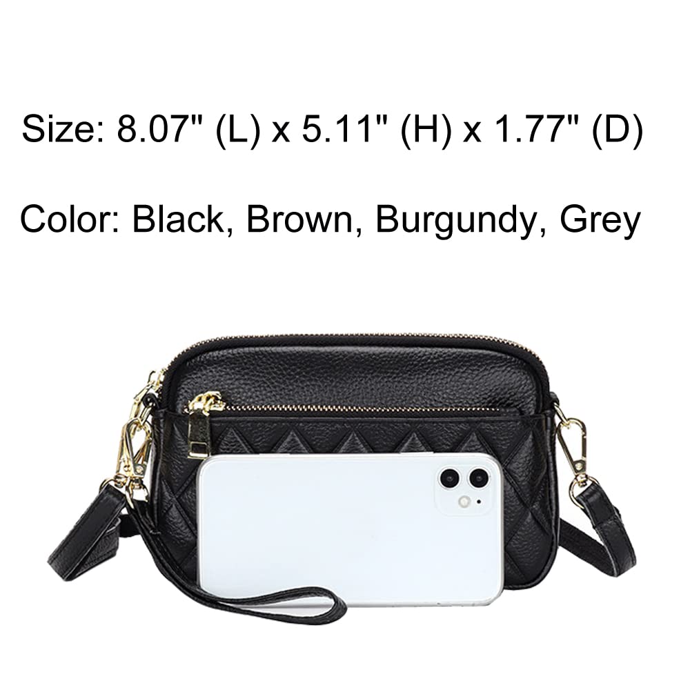 Barsine Small Leather Crossbody Bag for Women Cute Quilted Cellphone Cross Body Purse