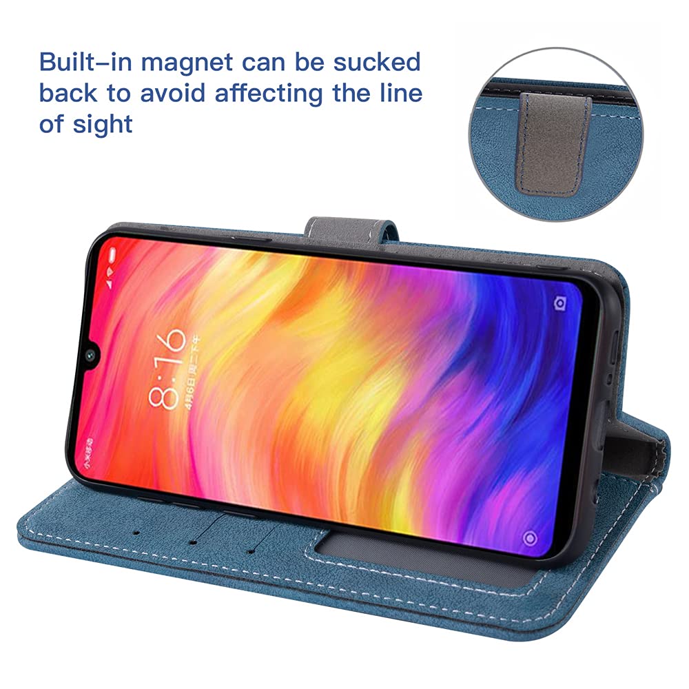 Asuwish Compatible with Xiaomi Redmi Note 7/7Pro Wallet Case and Tempered Glass Screen Protector Flip Cover Credit Card Holder Stand Cell Accessories Phone Case for Redme Note7 Pro 7s Women Men Black