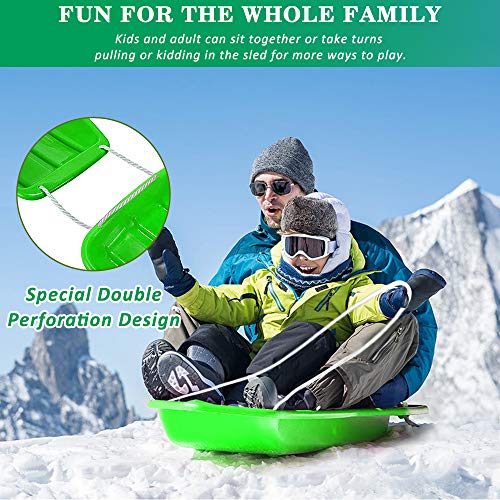 Atalawa Snow Sleds Toboggans, Sledges & Toboggans Heavy Duty Sledge Toboggan Sleigh Sled Plastic Unisex Ski Fun Board, Greenā¦