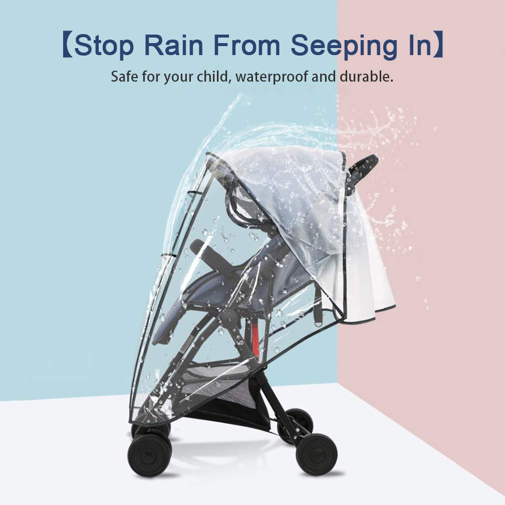 Baby Stroller Rain Cover, Maveek Plastic Stroller Cover Clear for Rain and Wind Shield, Universal Fit Transparent Stroller Accessories for Infant Toddler Newborn Proctection Product Winter All Weather