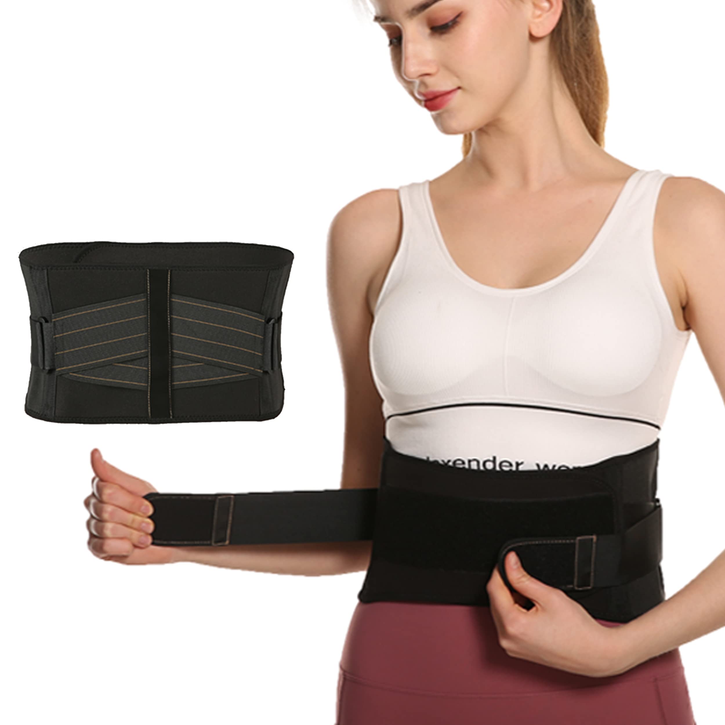 Back Brace Compression Lumbar Belt for Women Men to Support Lower Back, Widened Design to Relieve Back Pressure Pain and Protect Lumbar from Injury for Sports