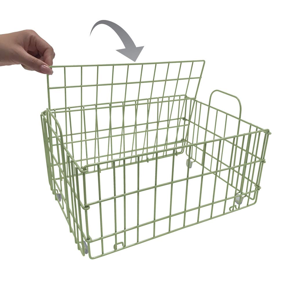 Atlantic Tabletop Wire Storage Basket, Heavy-Gauge Powder-Coated Metal Wire Construction, Stackable for Easy Expansion, Collapsible & Foldable, Non-Slip Feet, Plastic Liner, PN 23308042 – Green
