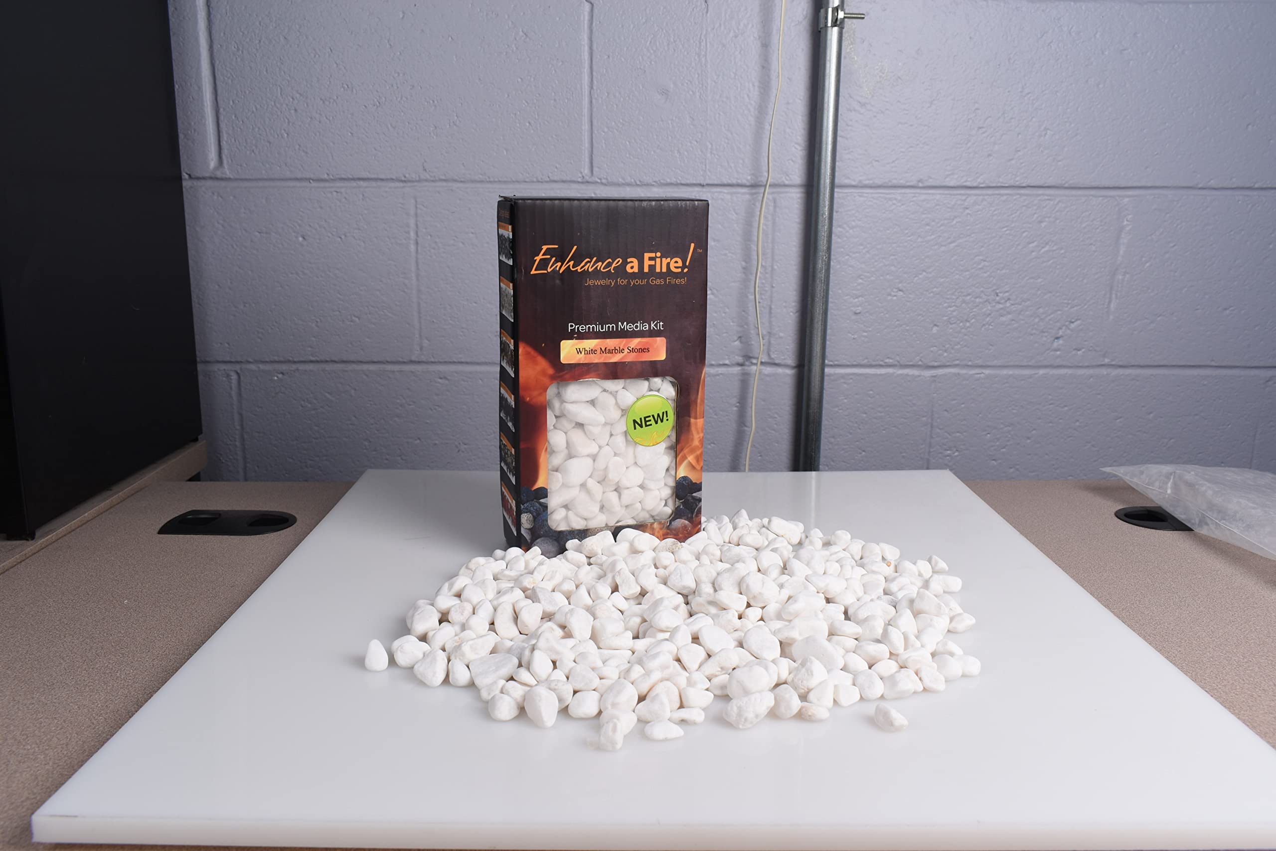 Enhance a Fire 1.50 inch-2 inch Marble Stones - White (5 lbs.)