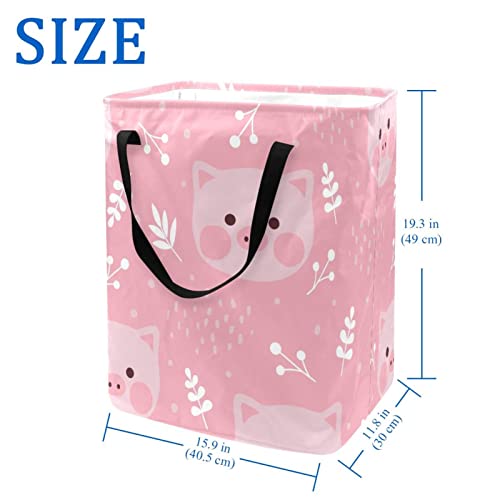 Cute Pig Print Collapsible Laundry Hamper, 60L Waterproof Laundry Baskets Washing Bin Clothes Toys Storage for Dorm Bathroom Bedroom