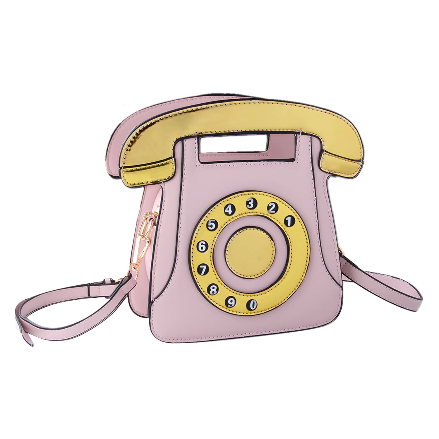 Oweisong Women's Fashion Telephone Shaped Shoulder Handbag Funny Laser Bling PU Phone Crossbody Bag Retro Purse for Girls