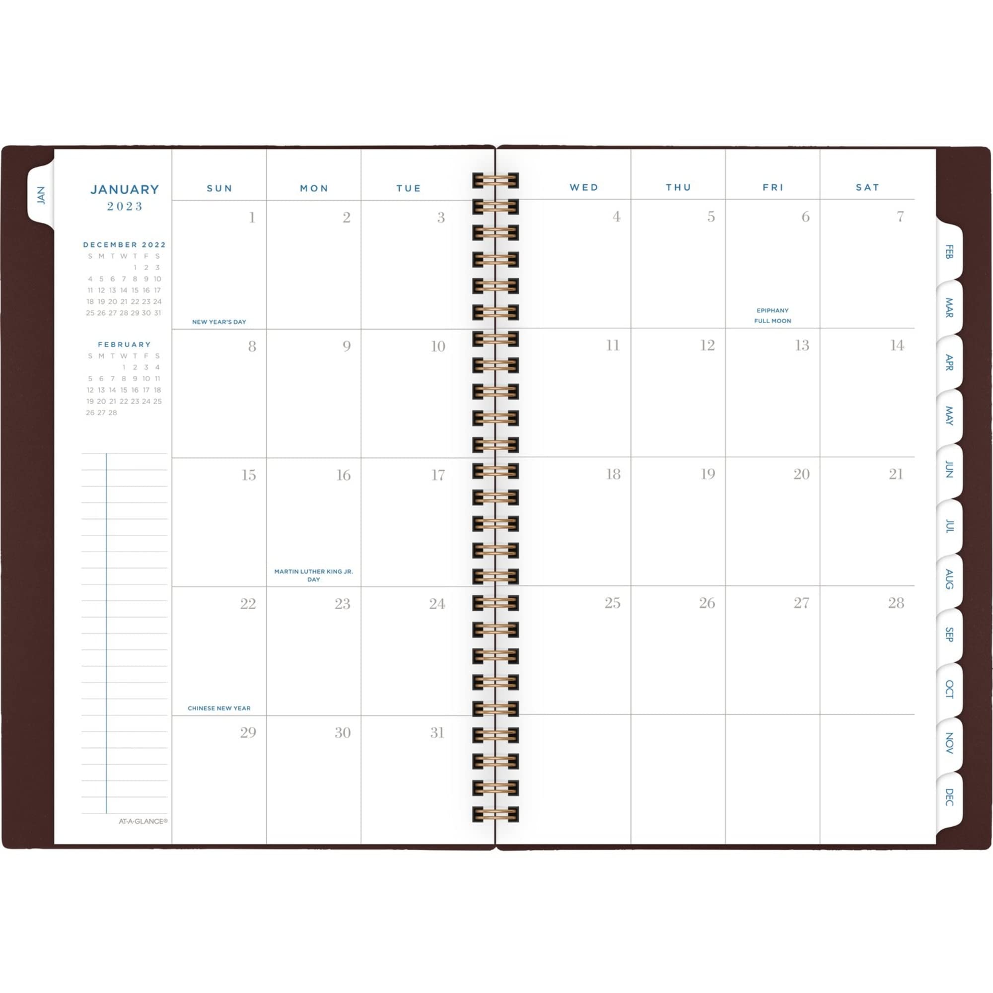 AT-A-GLANCE 2023 Weekly & Monthly Planner, 5-1/2" x 8-1/2", Small, Monthly Tabs, Signature, Maroon (YP200L50)