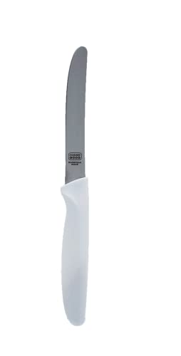 The Kosher Cook White Kitchen Knife – 4.5” Steak and Vegetable Knife - Razor Sharp Curved Tip, Straight Edge - Color Coded Kitchen Tools