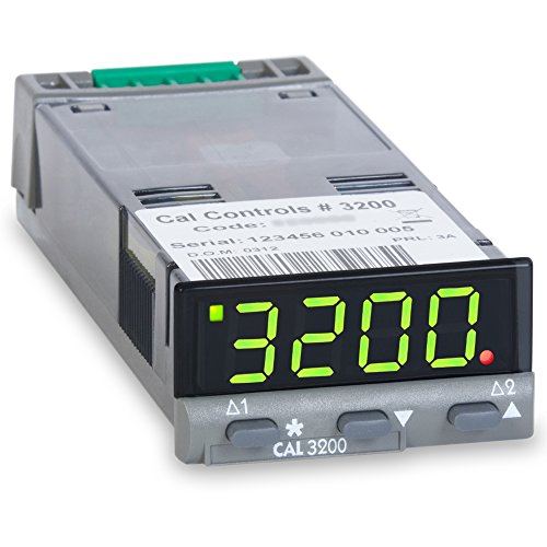 CAL Controls 320000 CAL 3200 Series 1/32 DIN Temperature Controller, 100 to 240 VAC, SSR Driver and Relay Outputs, Green LED