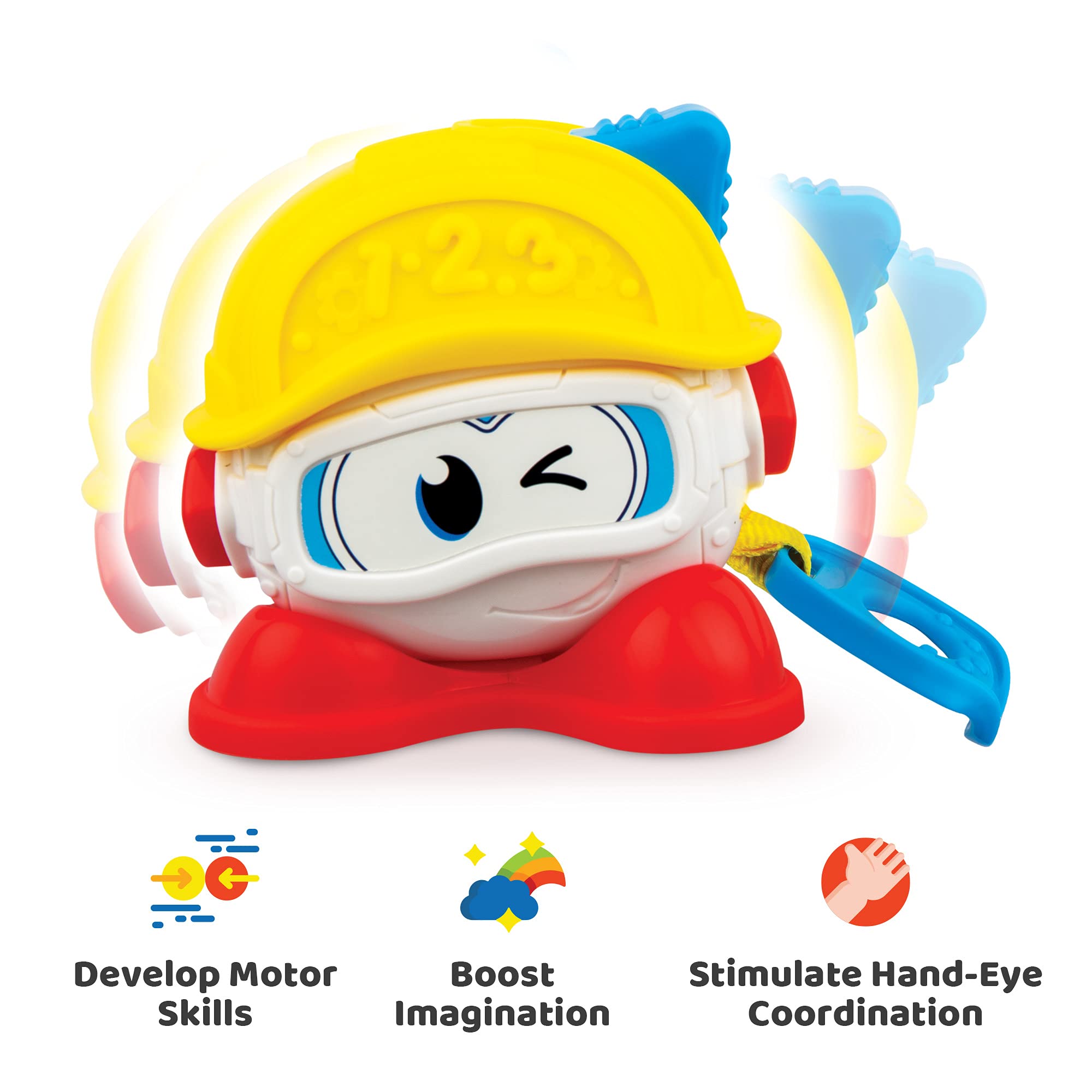 KiddoLab Kids Tape Measure - Pretend Paly Toys for Babies 6-12 Months - Wibble Wobble Toy with Pull String & Lock - Early Developmental Fine Motor Skills 12-18 Months Baby Toys