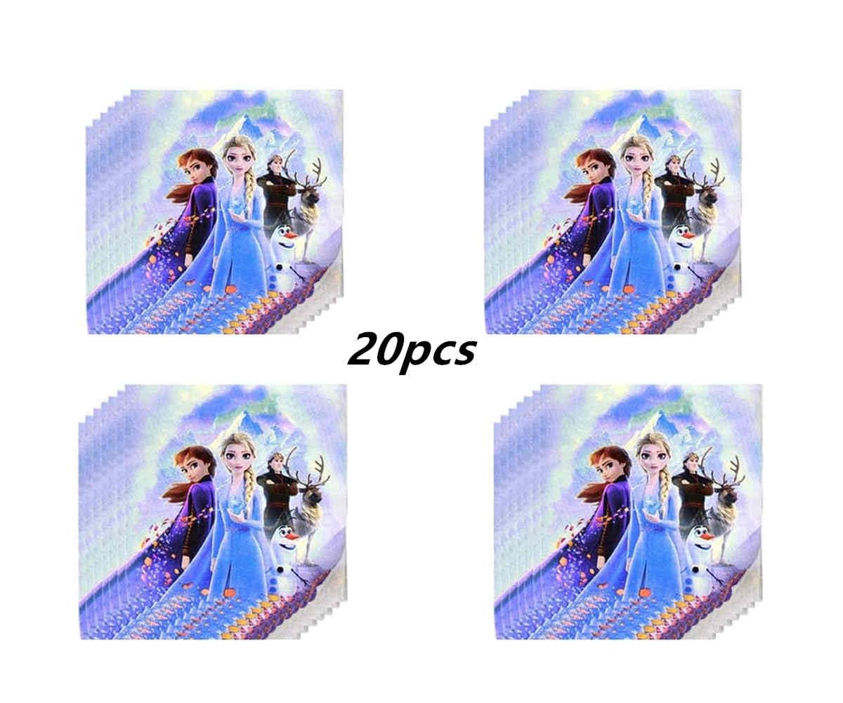 Frozen Birthday Party Supplies Set ,Frozen Party Decorations ,Frozen Party Supplies | Set includes Banner, Tablecloth, Cake Plates,follow balloons, Napkins, tattoo stickers, Serves 20Guests