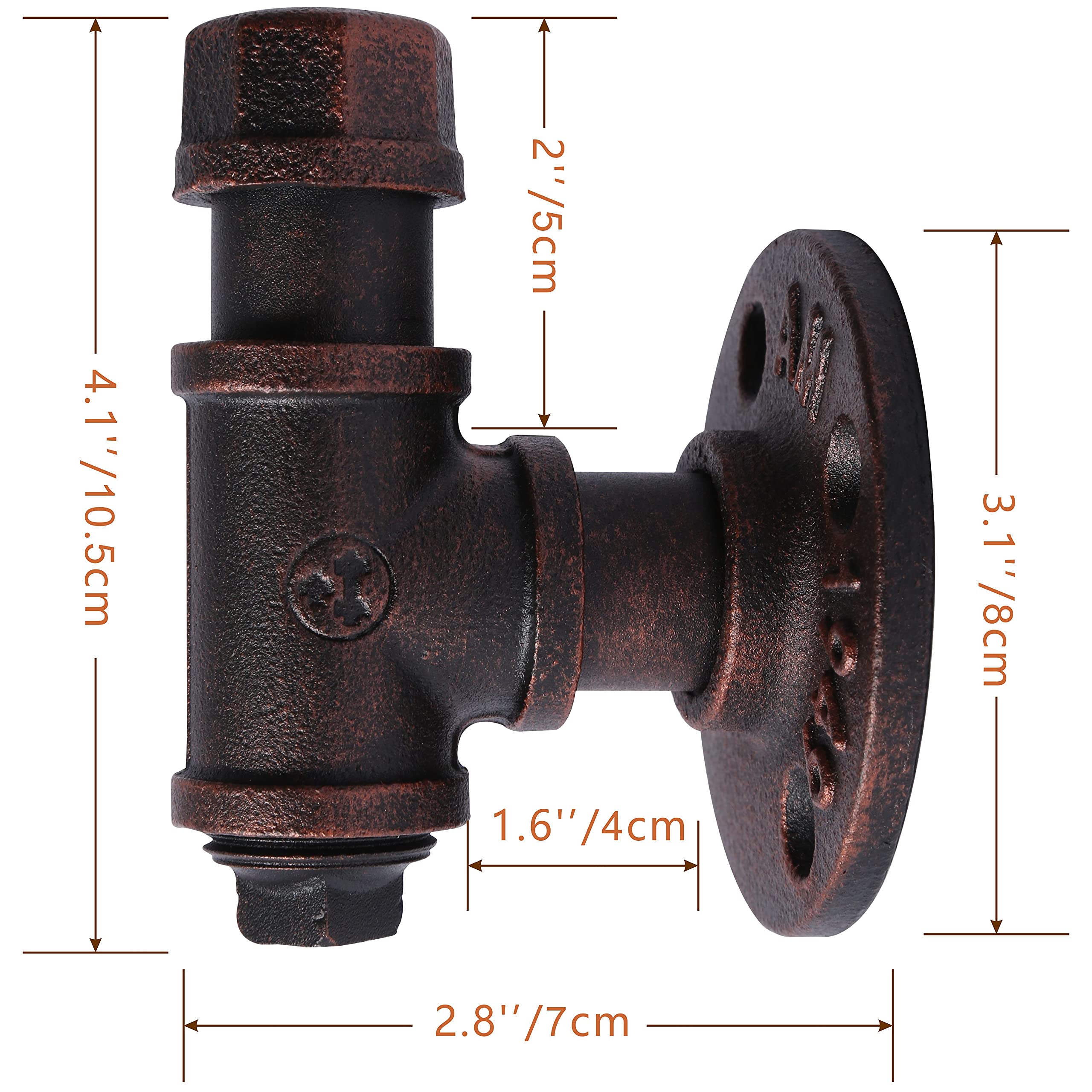 HOEMLIM Pipe Towel Robe Hooks Holder Rustic Industrial Wall Hooks for Hanging Farmhouse Coat Hook Rack Vintage Heavy Duty Clothes Hat Hanger(Red Bronze,3 Pack)