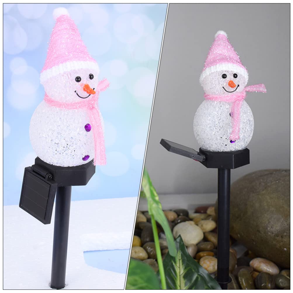 NUOBESTY 1pc Christmas Solar Christmas Night Light Christmas Pathway Markers Snowman Landscape Light Exterior Solar Powered Lights Creative Lawn Light Outdoor Ground Plug