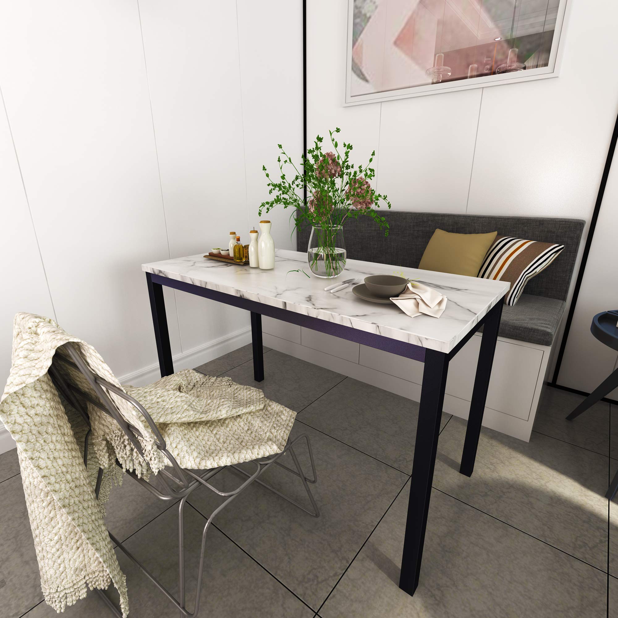 AWEHIRU Tilly Lin Faux Marble Writing Desk Computer Desk, Home Office Table, Sturdy and Elegant, 47.2" W