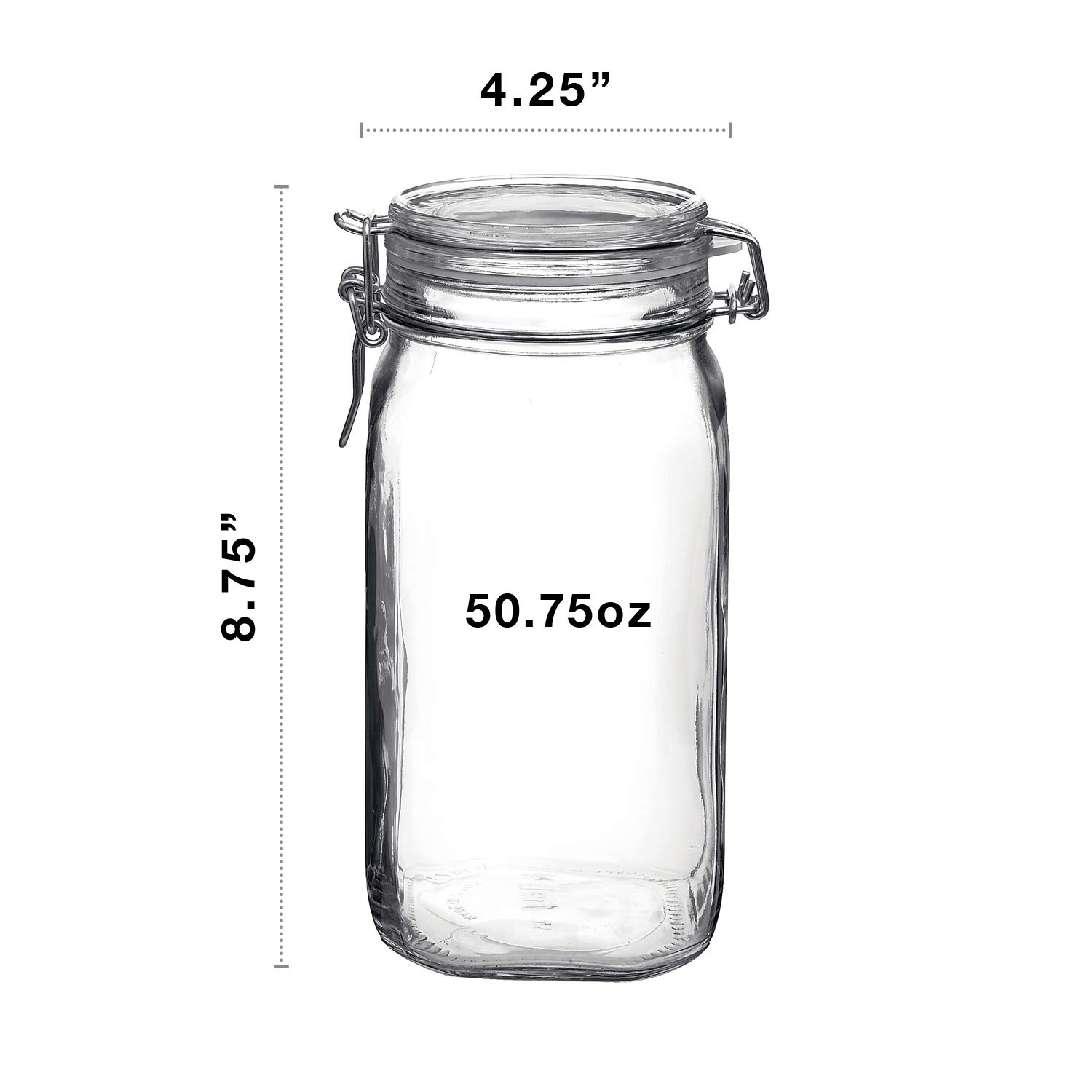 Bormioli Rocco Clear Fido Jar, 50.75 Oz, 50.75 Ounce