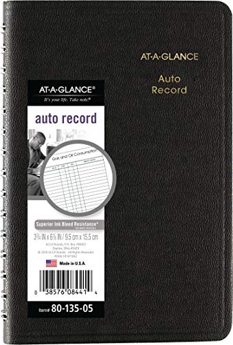AT-A-GLANCE Auto Mileage Log Record Book, 3.75 x 6.12 Inches, Black (AAG8013505)