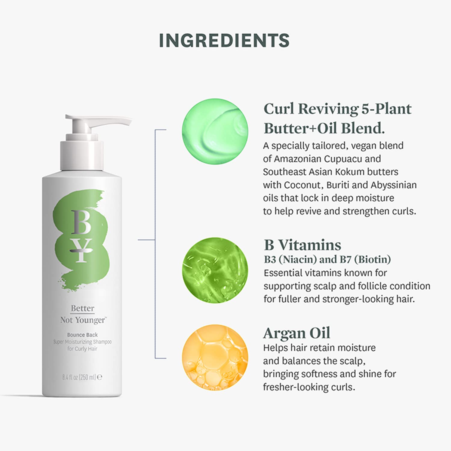 Better Not Younger Bounce Back Super Moisturizing Shampoo for Curly Hair, 8.4 Oz