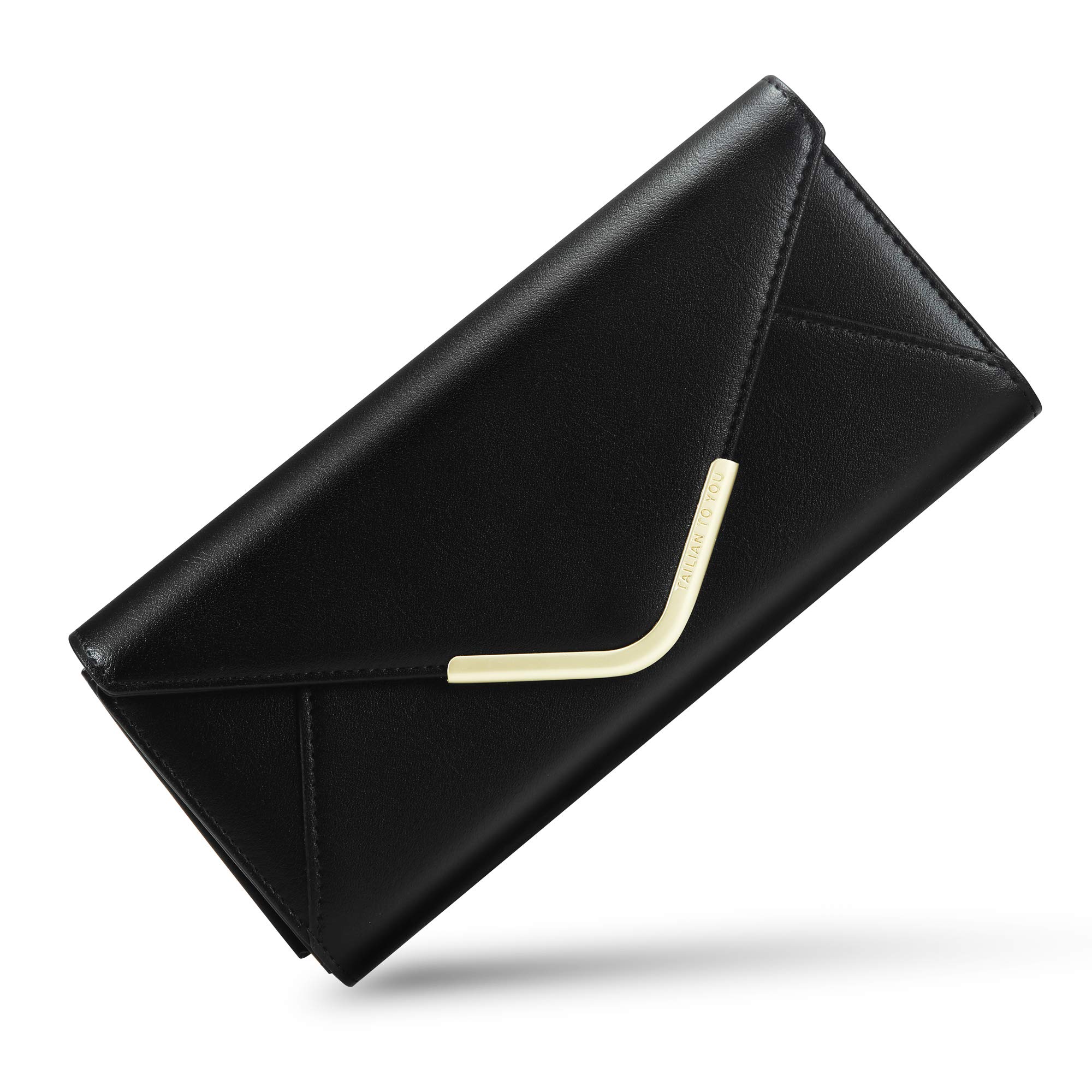 OYATON Snap Clutch Wallet for Women, Soft Faux Leather Long Womens Wallet with Zip Coin Pocket Credit Card Holders Organizer and Phone Holder (Black)