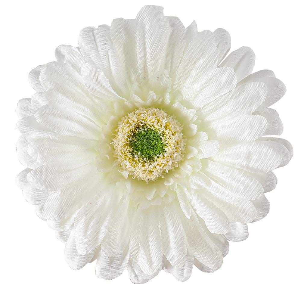 Flovewer 17 Inch Tall 7 Pcs Gerber Daisy Artificial Flower Bouquet Fake Silk Flowers for Handwork Wedding Party Home Garden Decoration(White)