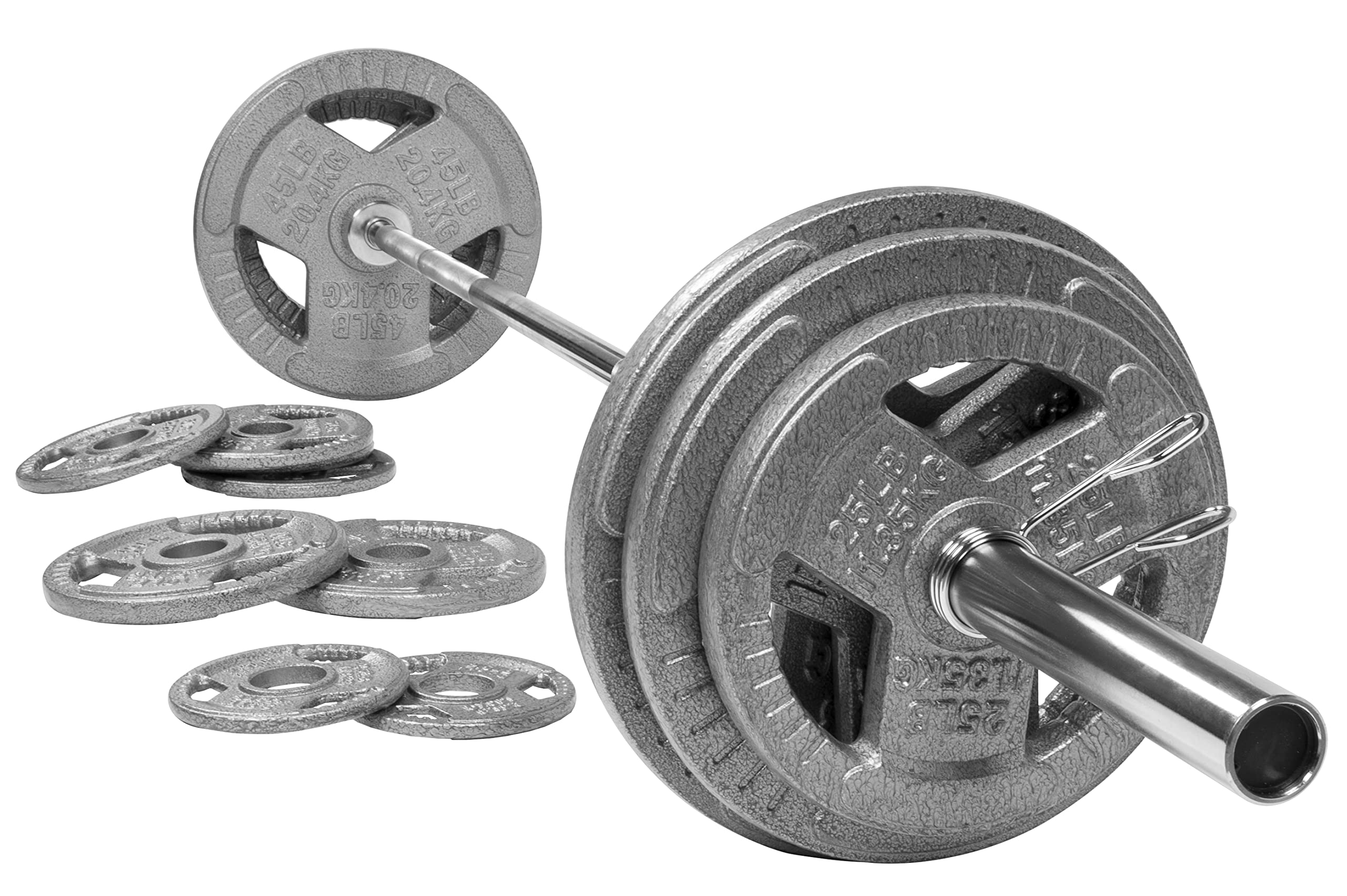 BalanceFrom Cast Iron Olympic Weight Including 7FT Olympic Barbell, 300-Pound Set, Multiple Packages
