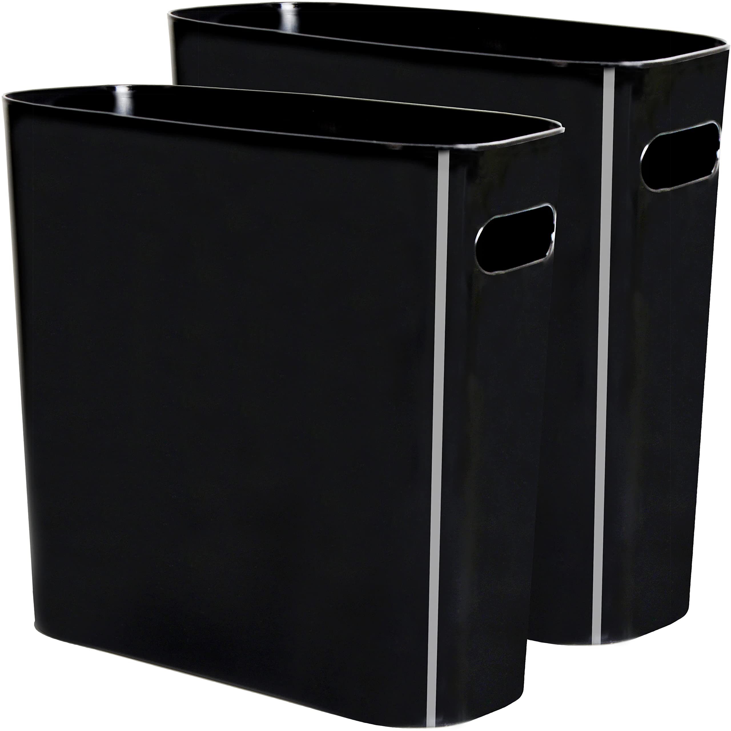 Youngever 1.5 Gallon Slim Trash Can, Plastic Garbage Container Bin, Small Trash Bin with Handles for Home Office, Living Room, Study Room, Kitchen, Bathroom (2 Pack Black)