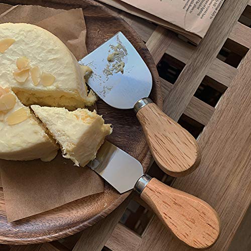 Bekith 8 Pieces Set Cheese Knives with Bamboo Wood Handle - 2 Cheese Knife, 2 Cheese Shaver, 2 Cheese Fork and 2 Cheese Spreader