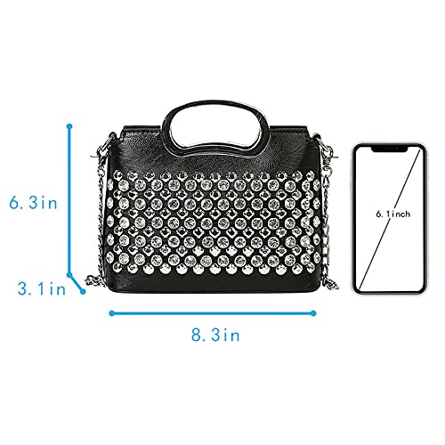 Heidi Women's Small Studs Rivet Crossbody Handbag Fashion Shell Shape Shoulder Messenger Bag (Black(style2))