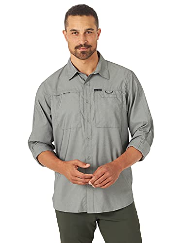 ATG by Wrangler Men's Big & Tall Long Sleeve Hike to Fish Shirt, Mist, 4X