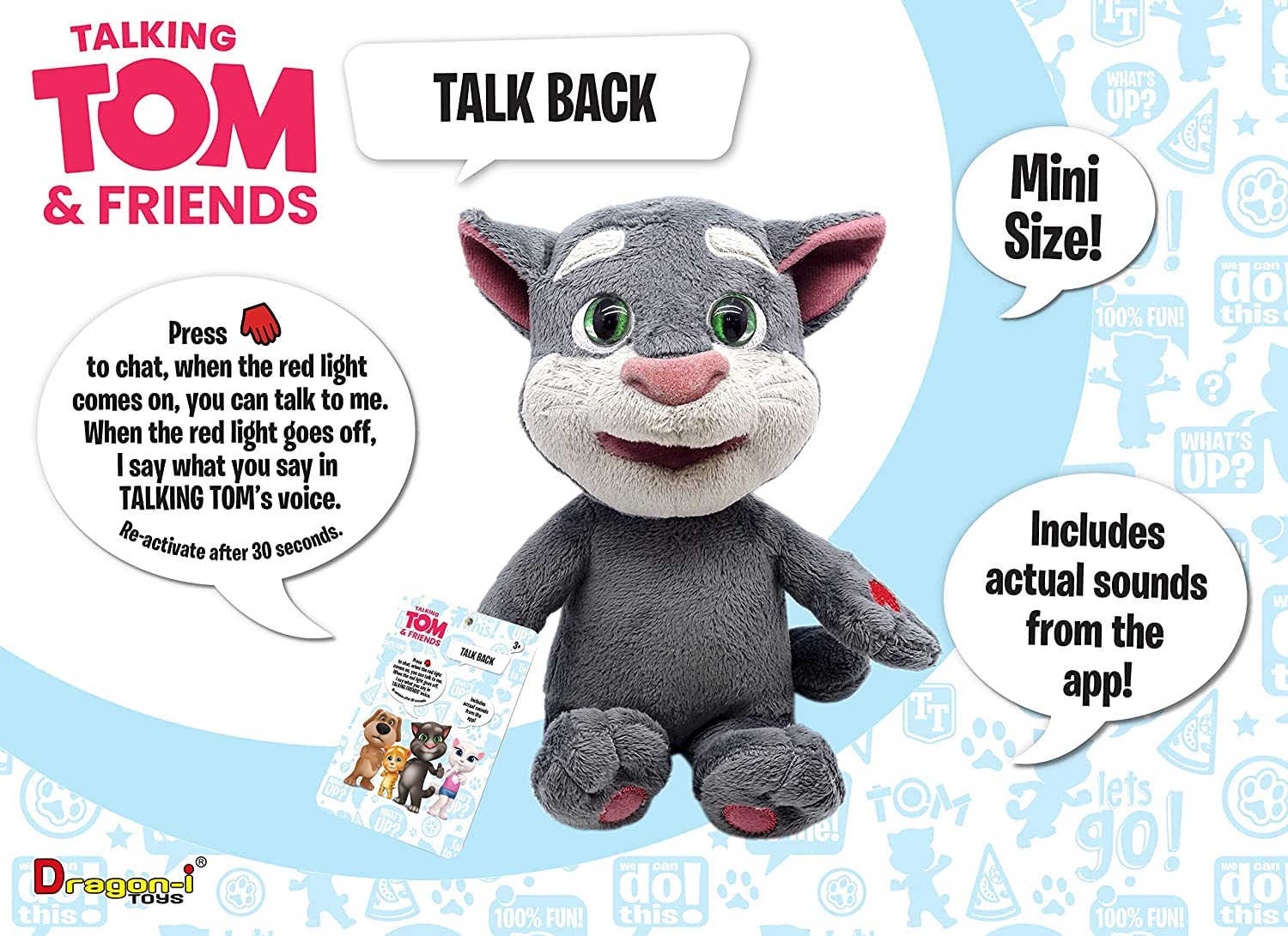 Official Talking Tom & Friends 10 Inch Tom Plush Toy with Interactive Talkback & App Sounds Features | an Original, Fun & Educational Cuddle Toy for Baby & Kids