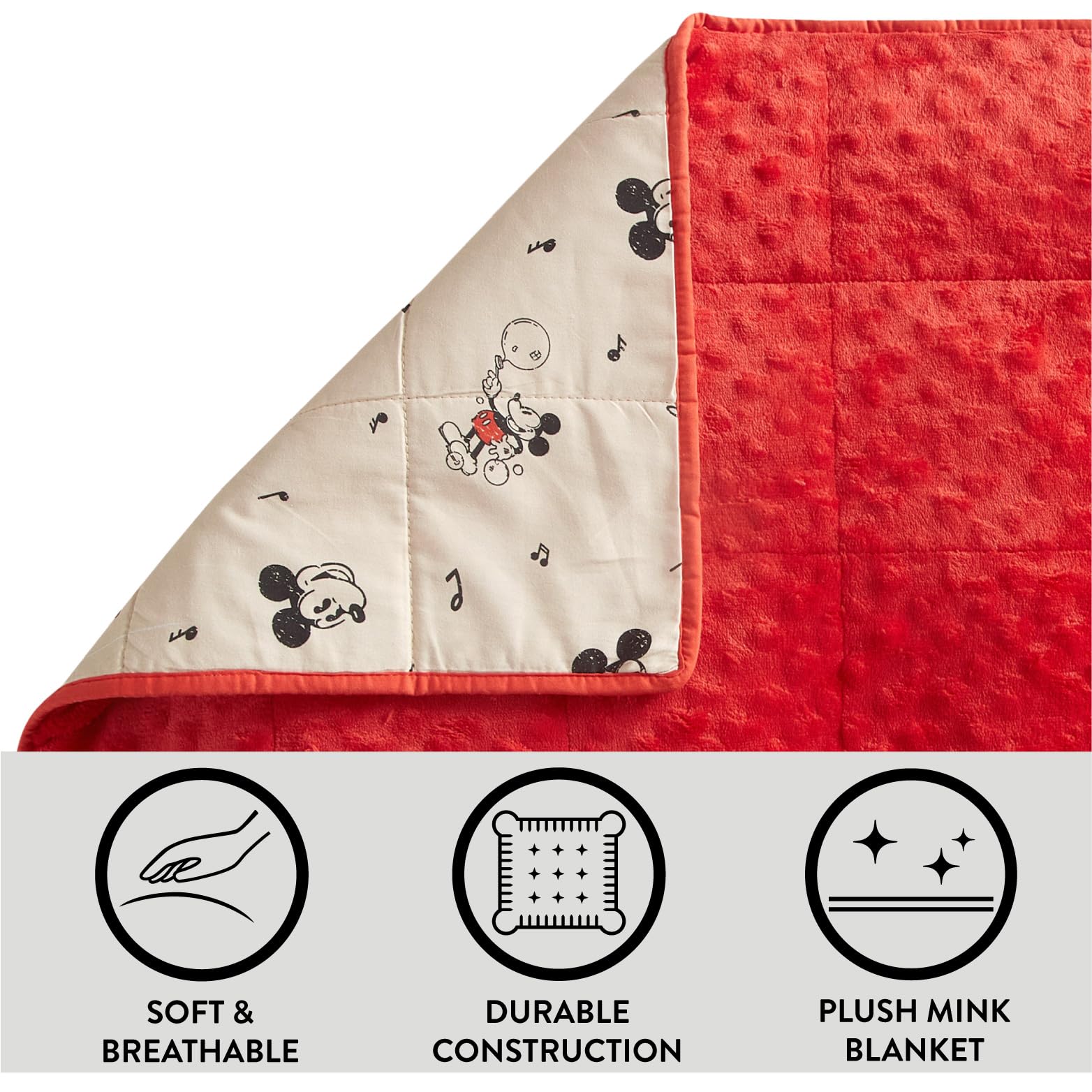 Disney Mickey Mouse 3-in-1 Travel Slumber Nap Mat with Built in Pillow, Plush Blanket and Carry Backpack Straps, 46"x26" Mat, Ages 3+