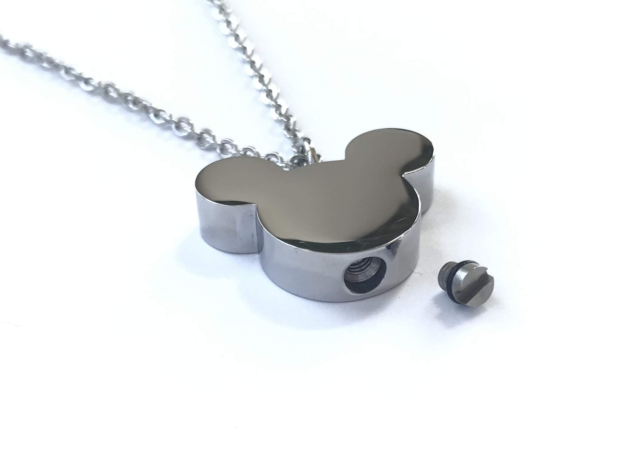 FIKA Mickey Pendant Necklace Cremation Ashes Remembrance Urn Pendant Necklace Jewelry Filling Kit Included (Mickey)