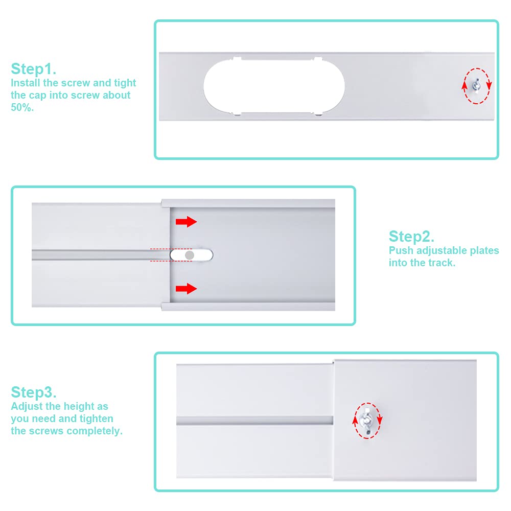 KLOLKUTTA Portable Air Conditioner Window Kit with Coupler, Portable AC Window Kit Accessories for Exhaust Hose, Adjustable Universal Window Slide Panels Kit Plates for 5.9 Inches Ducting