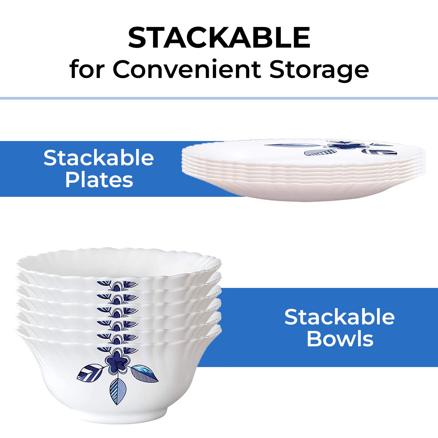 Borosil Gourmet Dinnerware Set For 6, 35 Pieces, White Dinner Plates and Bowls Sets, Chip Resistant Tempered Opal Glass, Stain Resistant, Dishwasher & Microwave Safe Dinner Set For Gifting, Serves 6