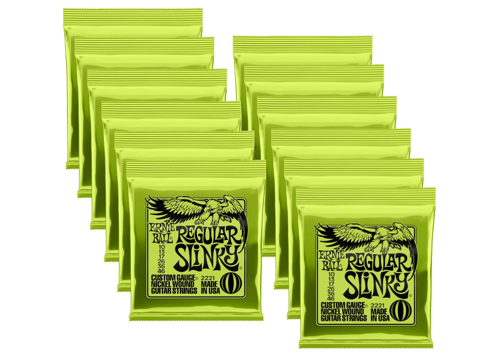 Ernie Ball 2221 Regular Slinky Nickel Wound Set Electric Guitar Strings -12 PACK