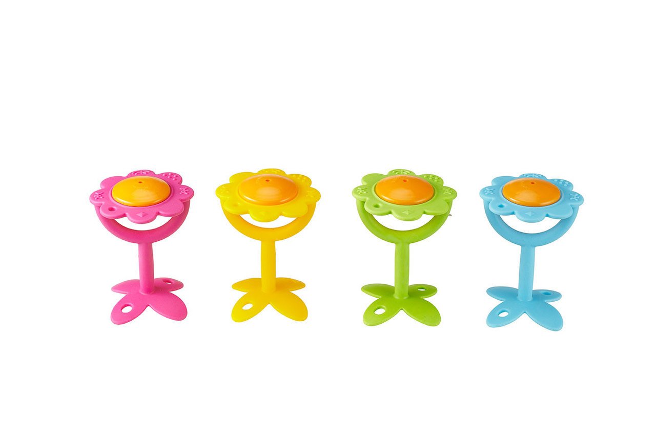 Innobaby Original Teethin' Smart EZ Grip Flower Teether Rattle and Sensory Toy for Babies and Toddlers. BPA Free Teether