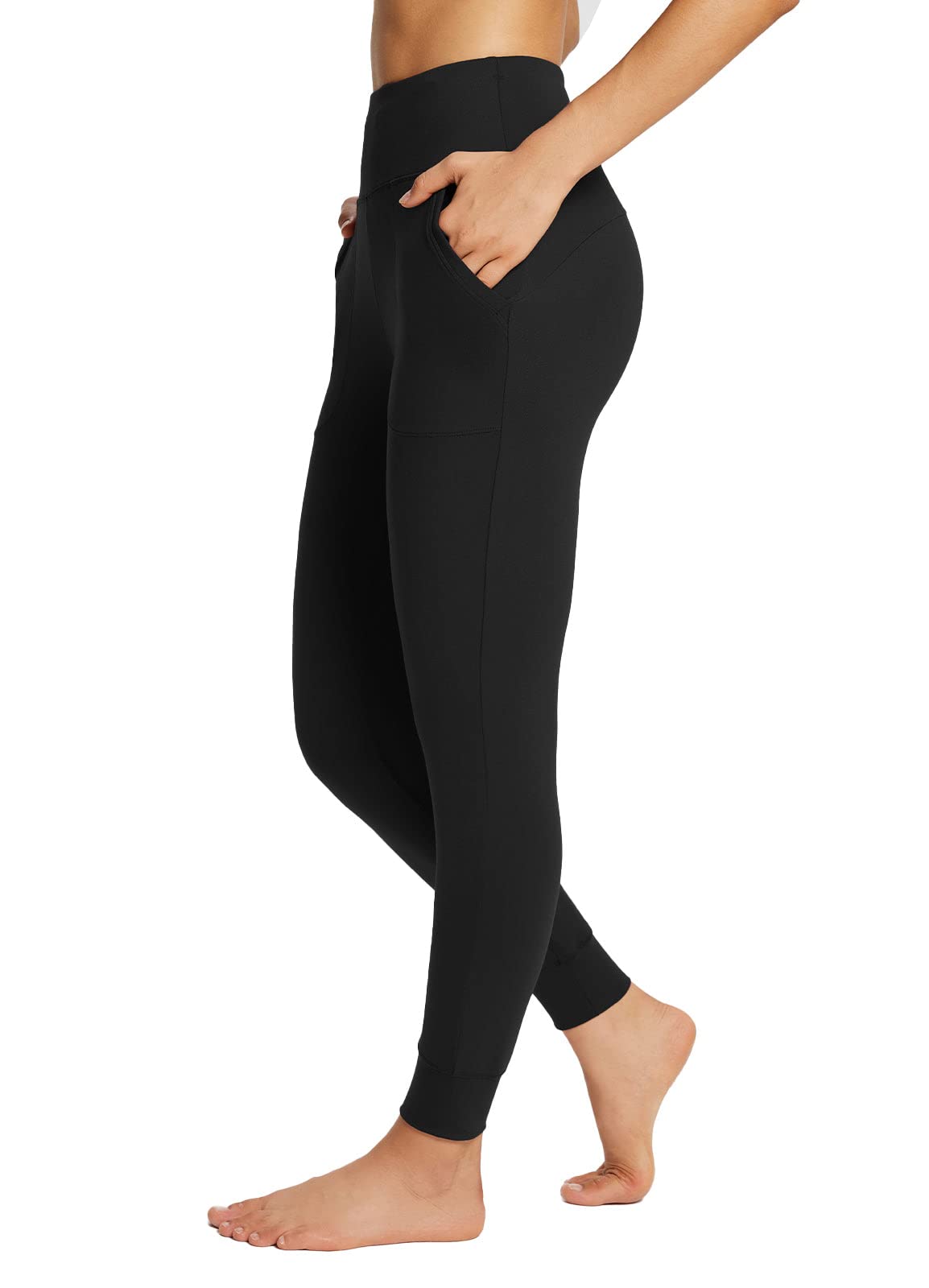 BALEAF Black Joggers for Women with Pockets Workout Athletic High Waisted Yoga Lounge Jogger Lightweight Tapered Pants Black M