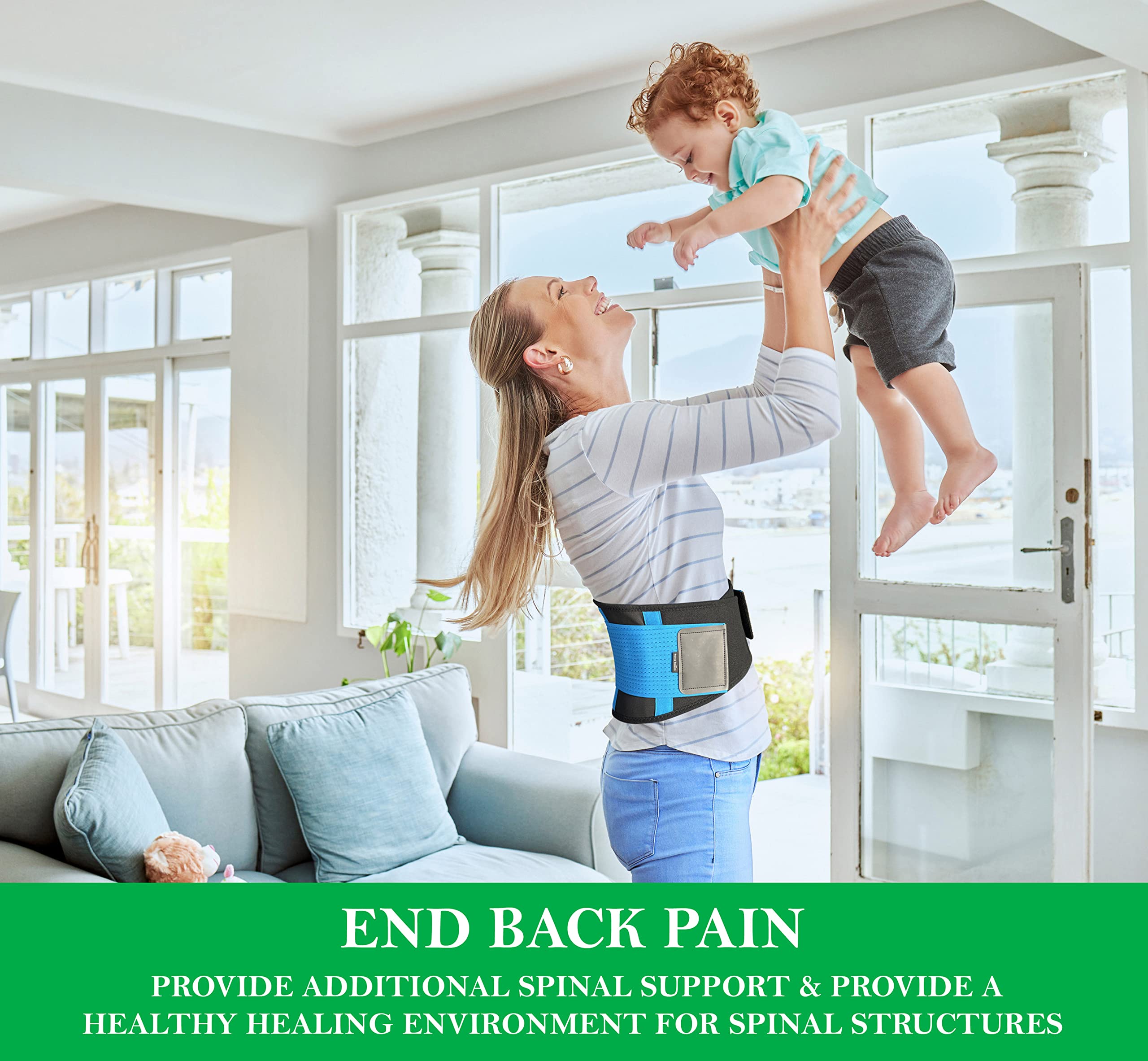 Back Brace for Men and Women - Back Belt for Lower Back Pain Relief and Support for Sciatica, Herniated Disc, Scoliosis, Heavy Lifting, Sports, Work with Dual Adjustable Straps