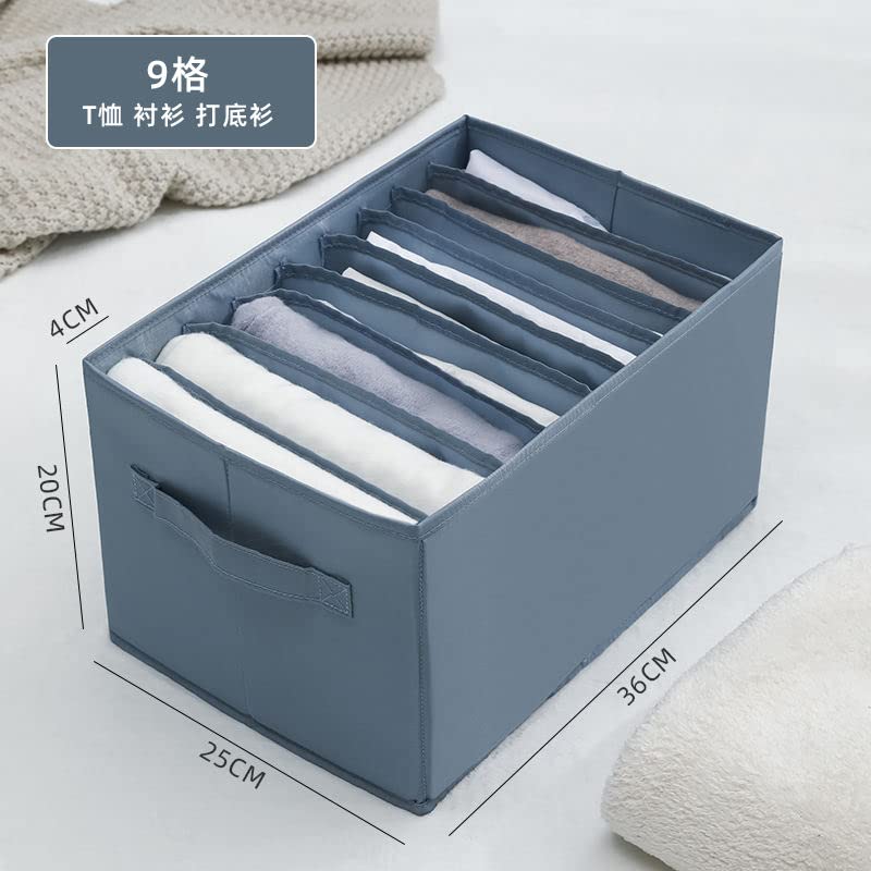 Clothing & Drawer Organizer Bins, Pack of 2 Premium Quality 9-Grid Fabric Storage Containers with Handles, Sea Green & Navy Sea Green Dark blue