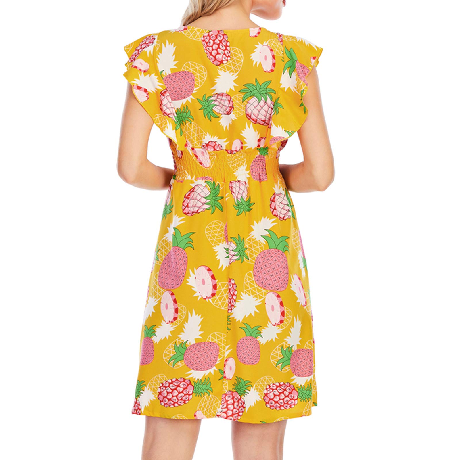 Padaleks Dresses for Women Casual Summer Chiffon Floral Printed Sleeveless Party Mini Dress Ruffle Beach Sundress